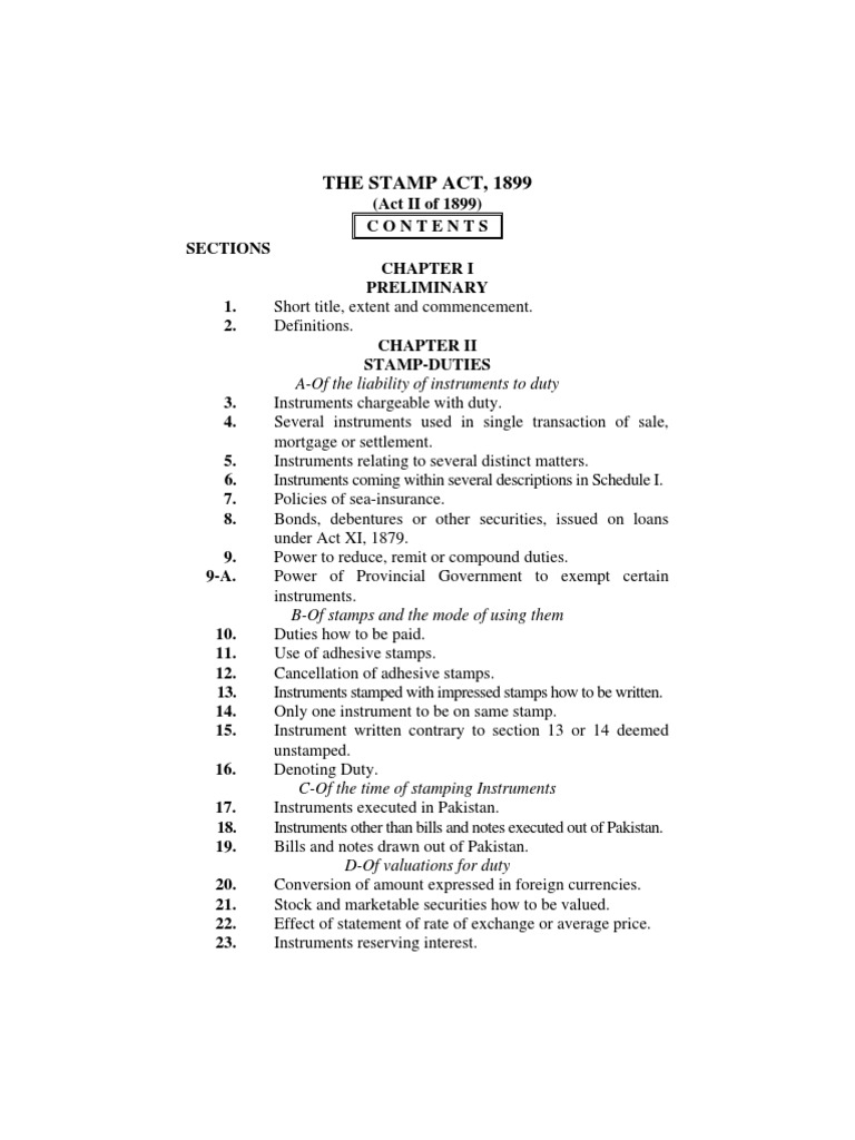 Overview of the Stamp Act 1899 | PDF | Negotiable Instrument | Mortgage Law