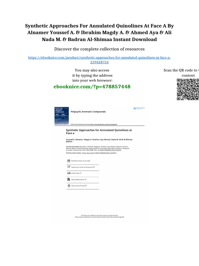 Synthetic Approaches For Annulated Quinolines at Face A by Alnamer ...