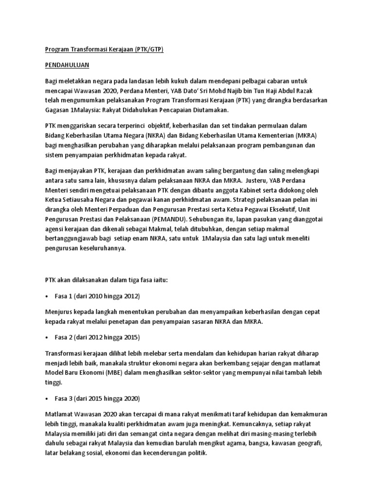 Program Transformasi Kerajaan | PDF