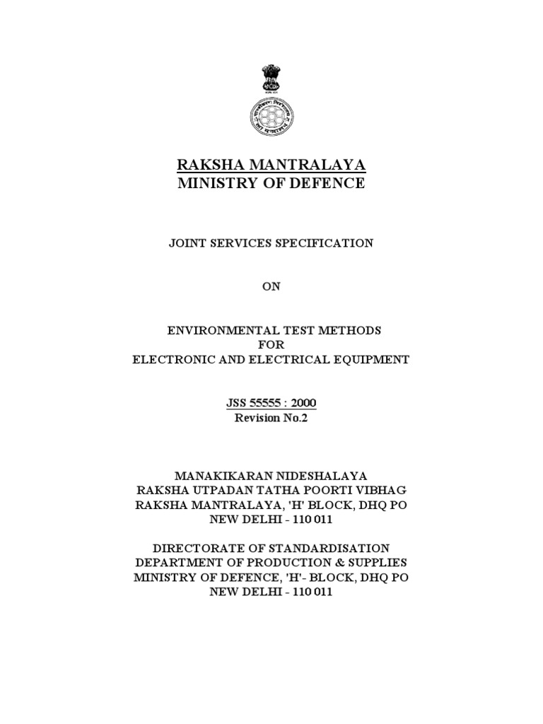 JSSStandards - JSS 55555 - 2000 | PDF | Humidity | Atmospheric Pressure