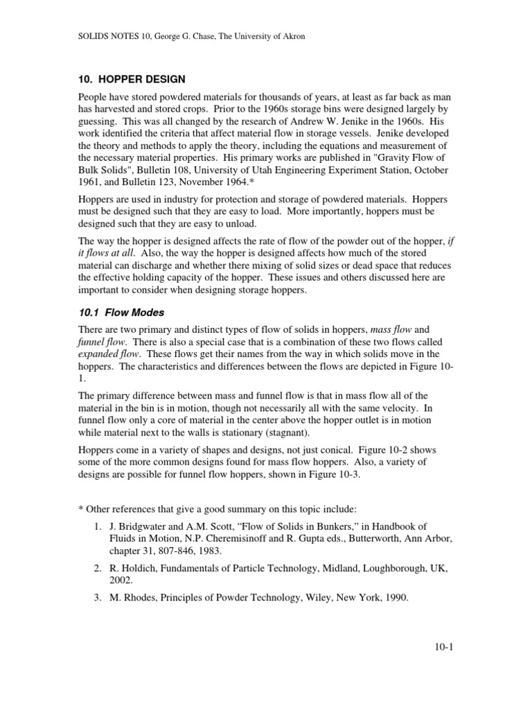 Solids Notes 10 Hopper Design | PDF | Adhesion | Stress (Mechanics)