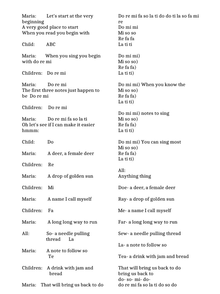 Sound of Music Do Re Mi Lyrics | PDF