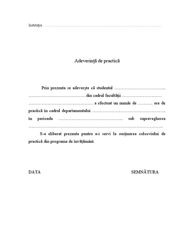 Adeverinta de Practica | PDF