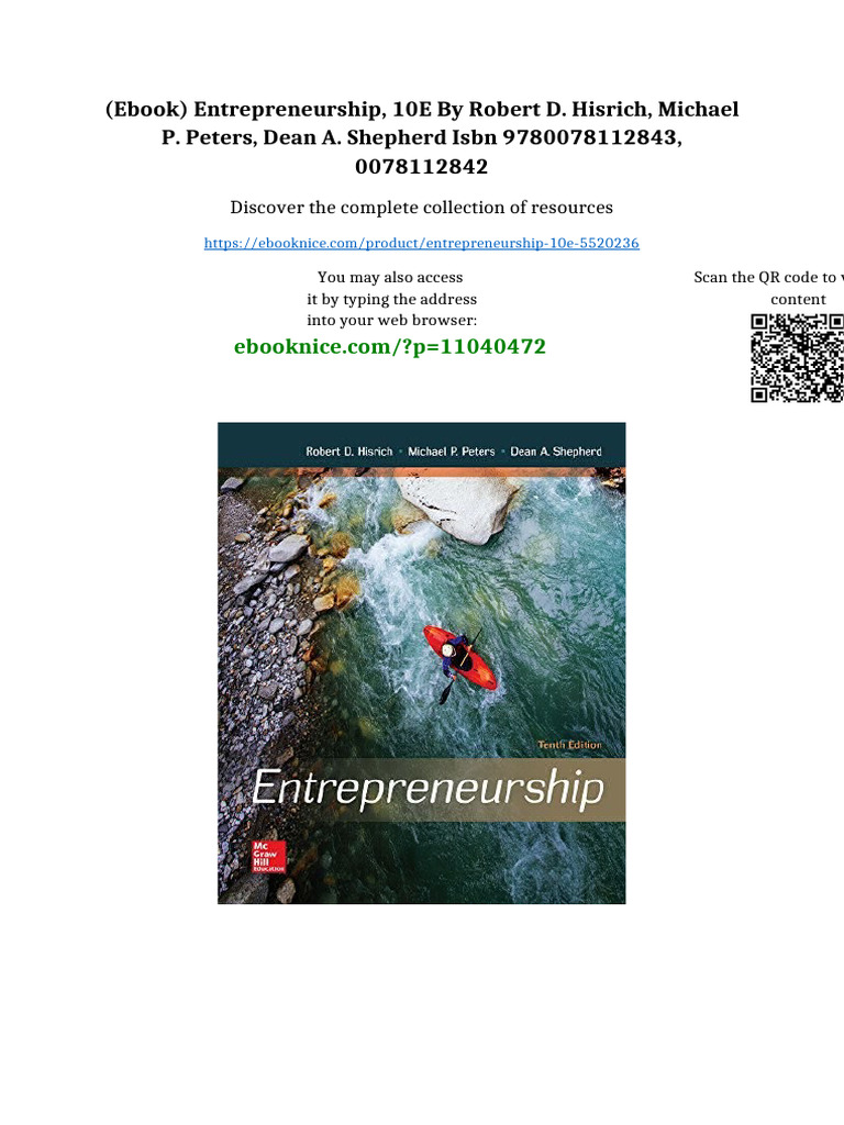 (Ebook) Entrepreneurship, 10e by Robert D. Hisrich, Michael P. Peters ...