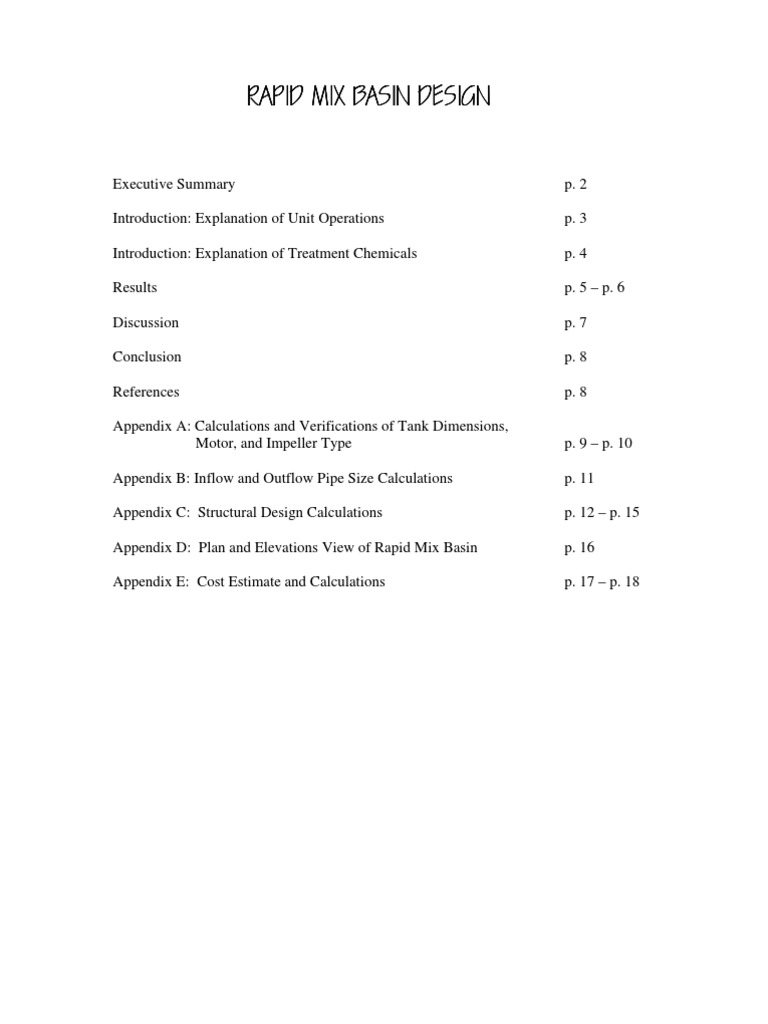 Rapid Mix Basin Design Guide | PDF | United States Dollar | Pipe (Fluid ...