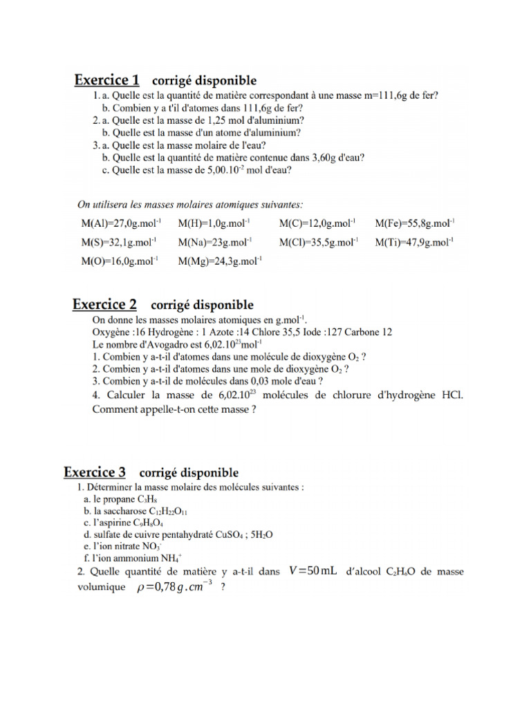 Exercice Mole | PDF