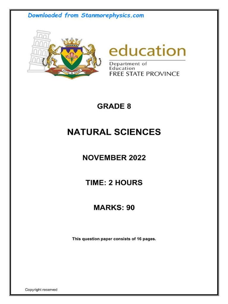 FS Natural Sciences Grade 8 November 2022 QP and Memo | PDF