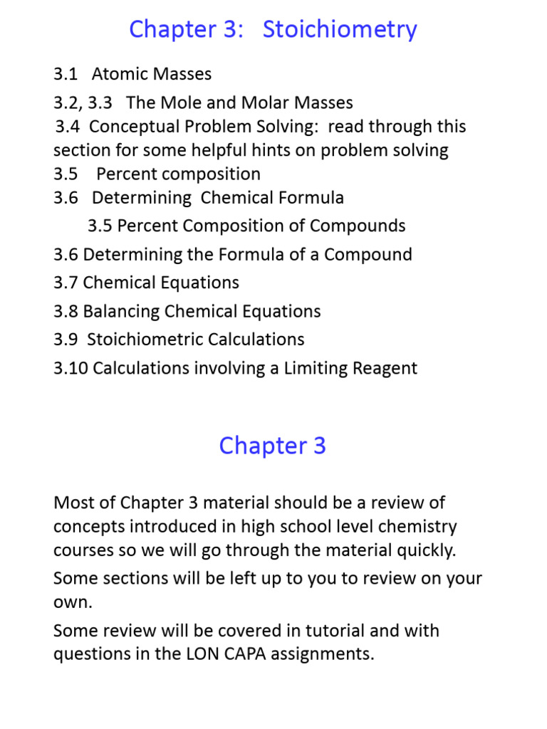 3.+Chpt+3 Stiochiometry+v2 | PDF | Mass Spectrometry | Stoichiometry