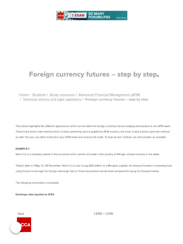 Foreign Currency Futures - Step by Step. | PDF