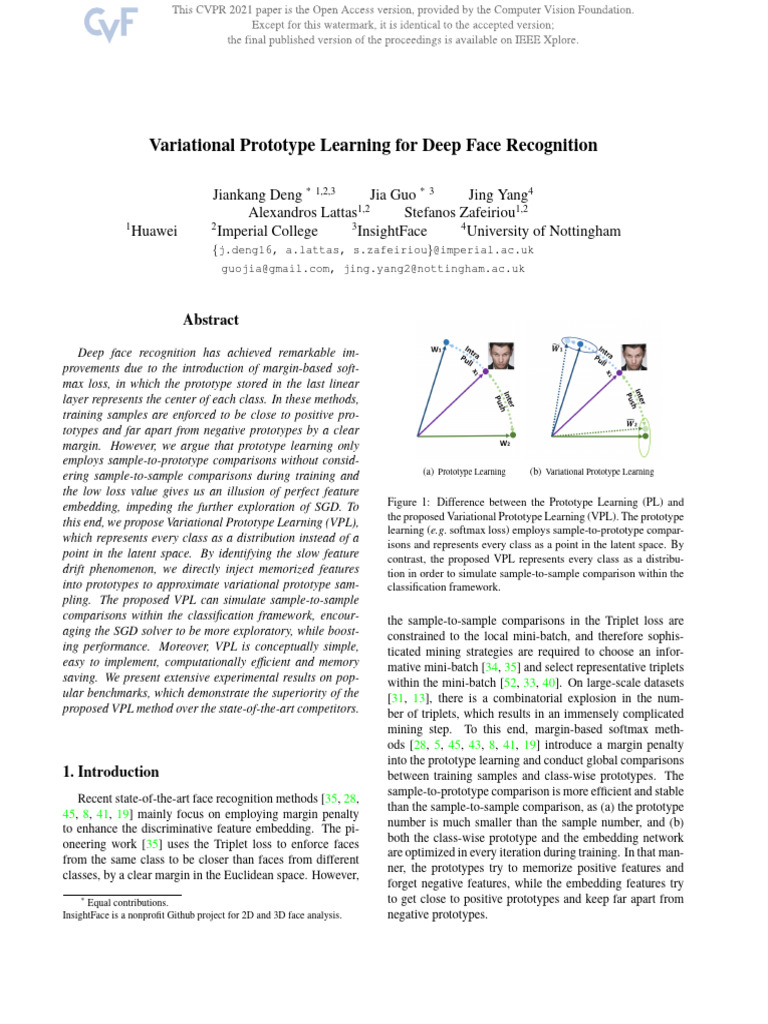 Deng Variational Prototype Learning For Deep Face Recognition CVPR 2021 ...