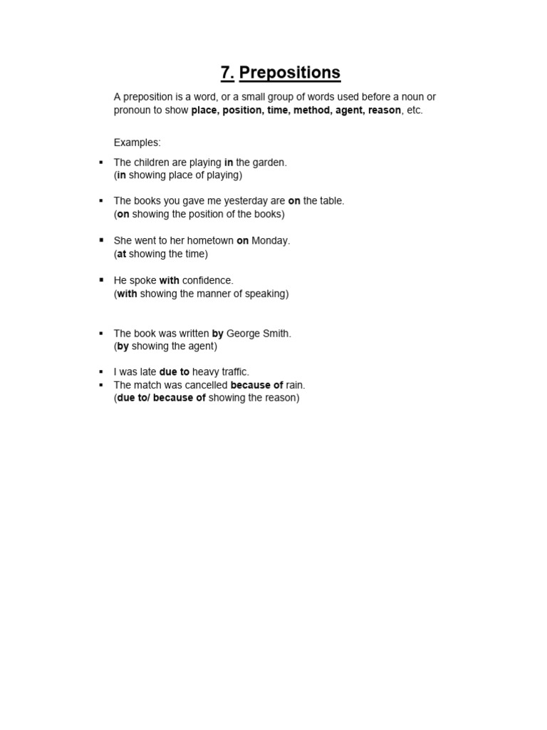 12 (A) - Prepositions - Study Material | PDF