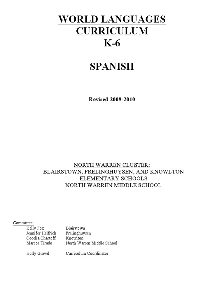 K-6 Spanish Curriculum Overview | PDF | Curriculum | Reading Comprehension