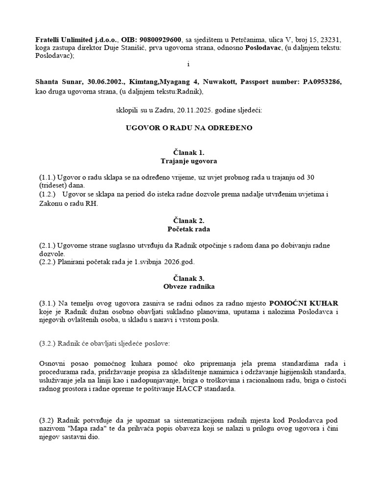 Shanta Sunar - Contract | PDF