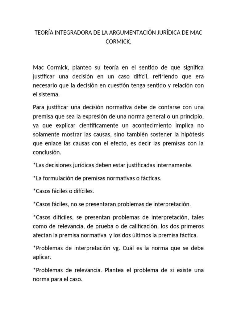 Teoría Integradora Neil Maccormick | PDF | Juez | Teoría