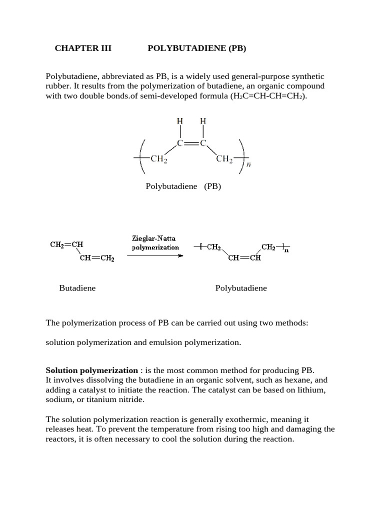 Chapter III Polybutadiene | PDF | Polystyrene | Materials