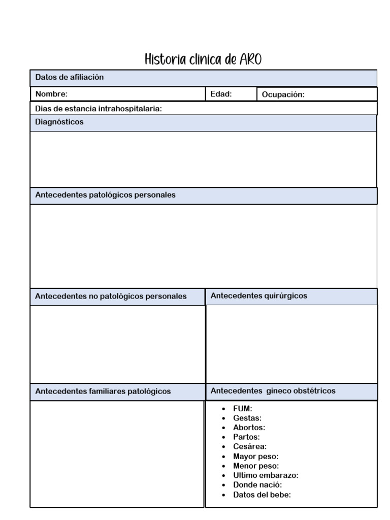 Historia Clinica de ARO | PDF