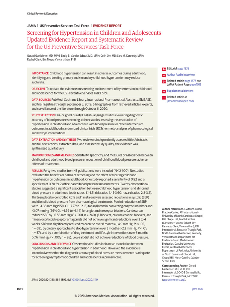 2020 JAMA Hipertension en Niños y Adolescentes 2 | PDF | Hypertension ...