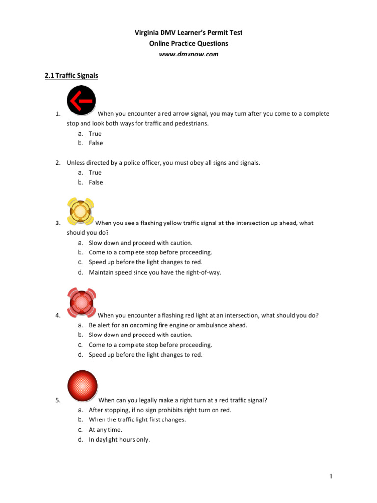 DMV+Online+Practice+Questions +Signs+and+Signals | PDF | Traffic ...