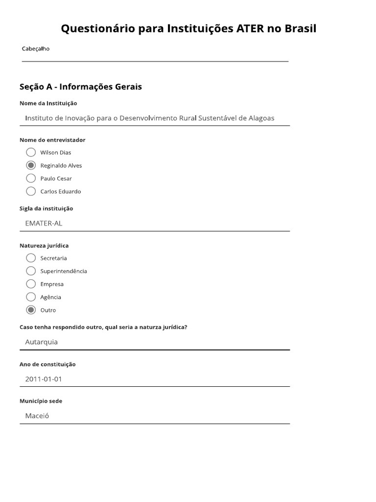 Formulario Pesquisa ATER - Respondido 2 | PDF