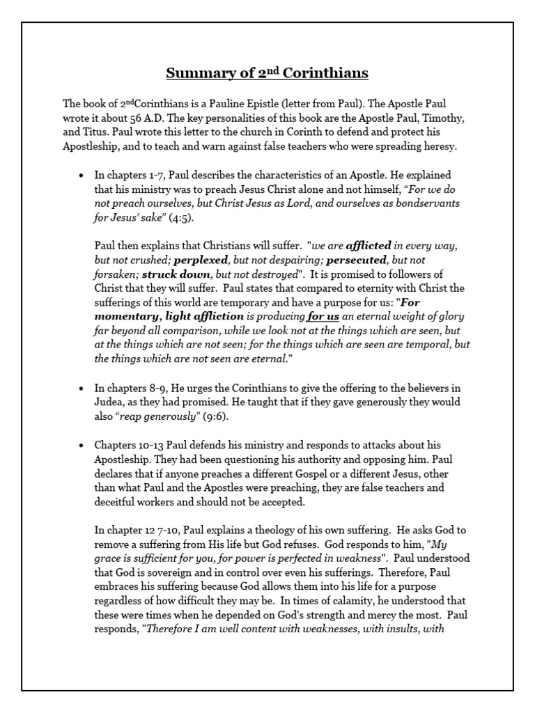 2nd Corinthians Summary by Jay Smith (Ebook) - Read free for 30 days