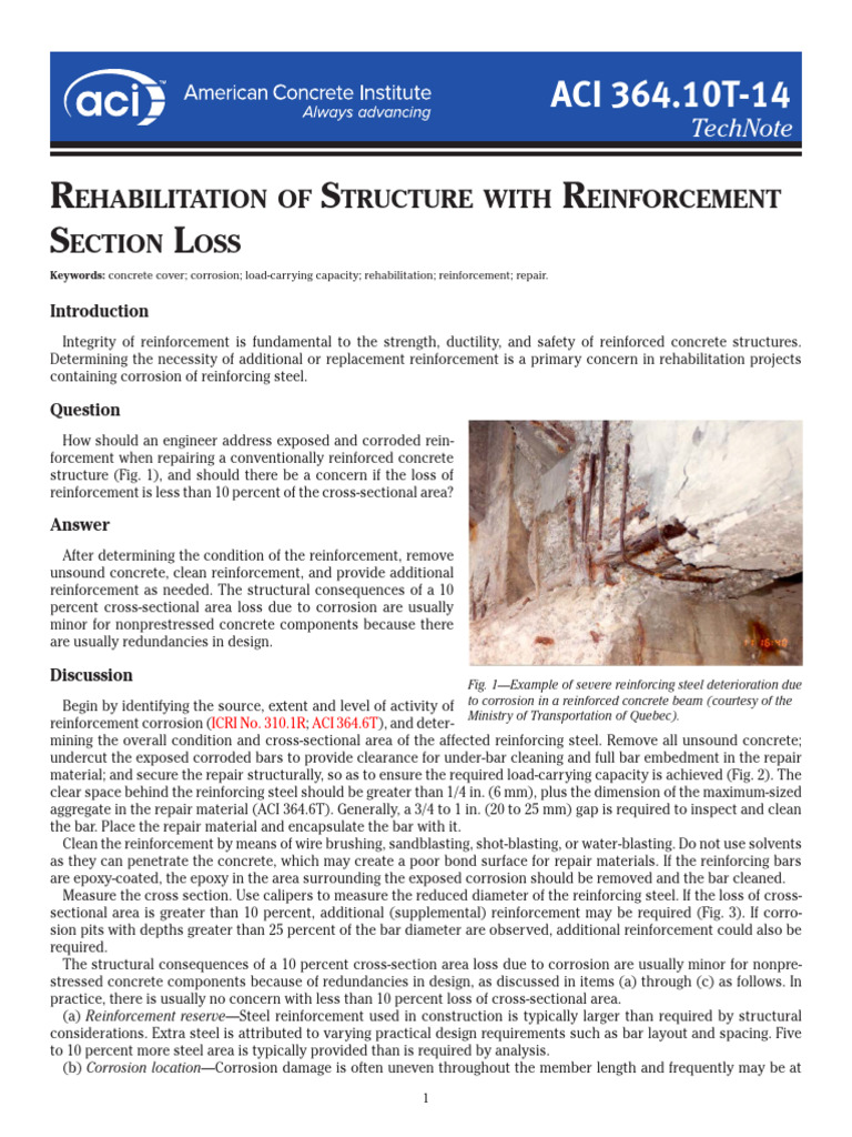 ACI 364.10T-14: Rehabilitation of Structure with Reinforcement Section ...