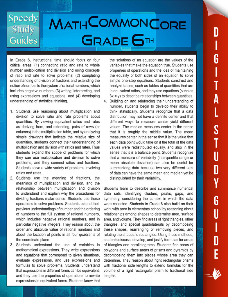 Math Common Core 6th Grade (Speedy Study Guides) by Speedy Publishing ...