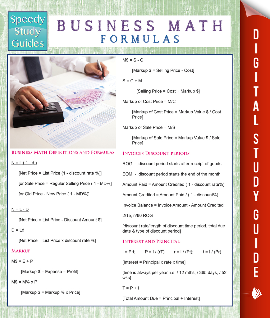 Business Math Formulas (Speedy Study Guides) by Speedy Publishing ...