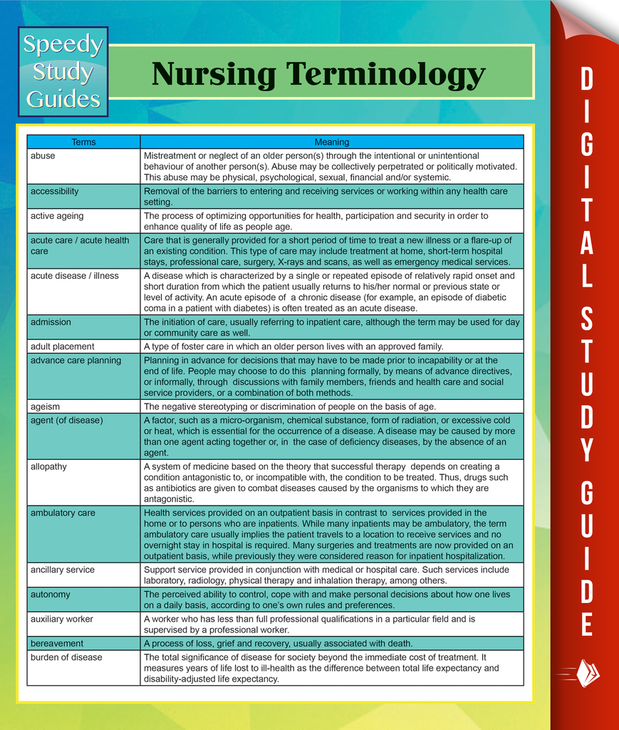 Nursing Terminology Speedy Study Guides by Speedy Publishing - Ebook ...
