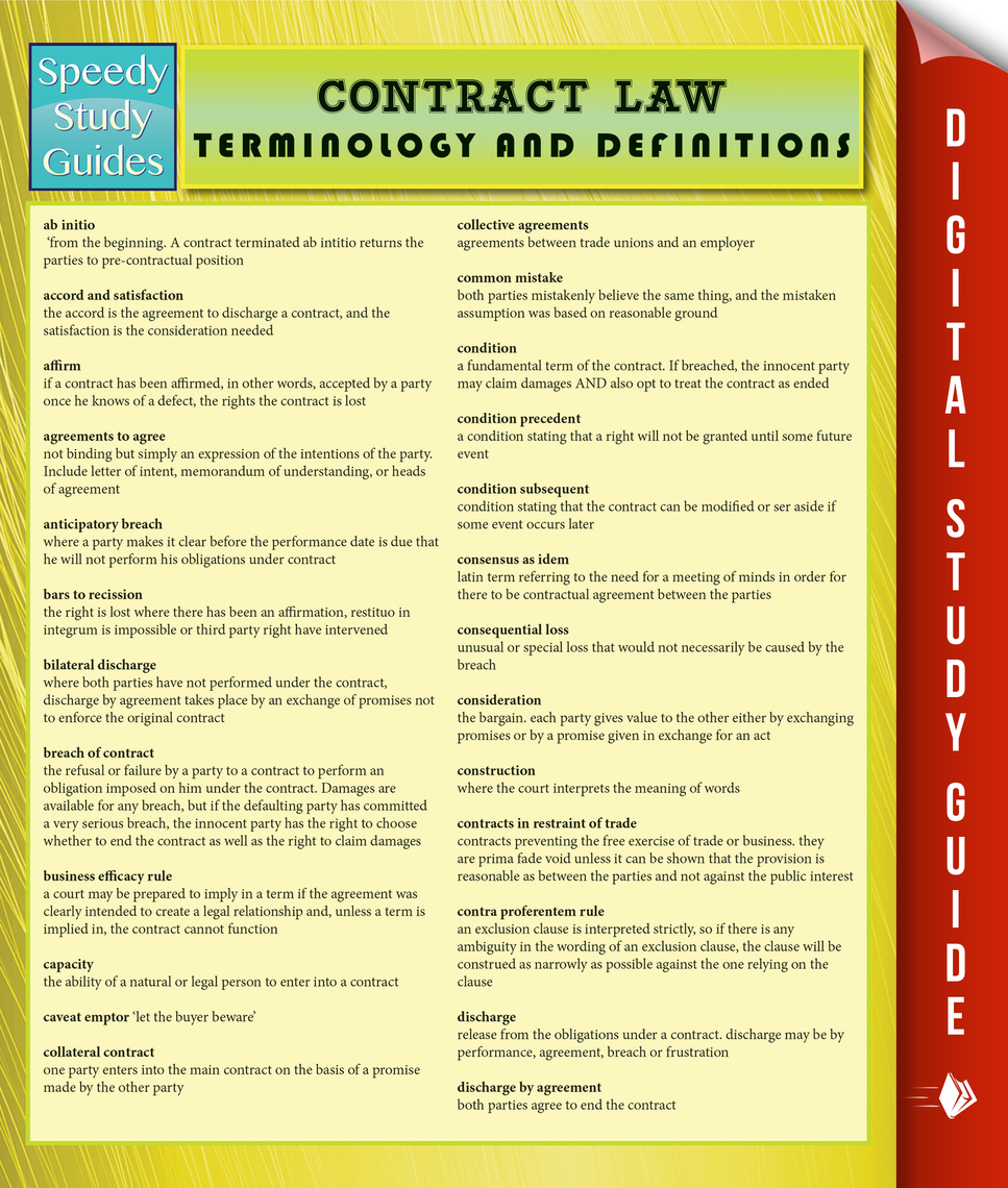 Contract Law Terminology and Definitions (Speedy Study Guide) by Speedy ...