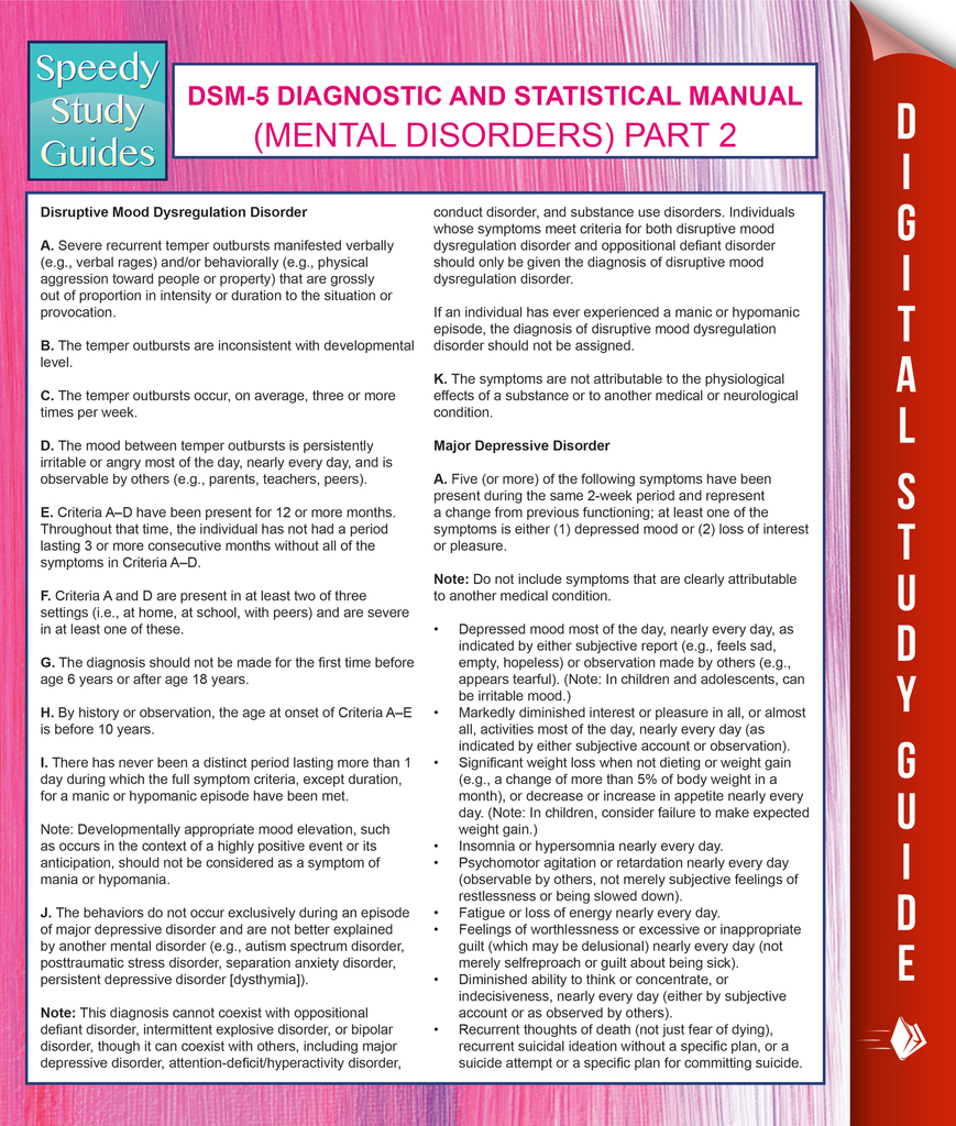 DSM-5 Diagnostic and Statistical Manual (Mental Disorders) Part 2 by ...