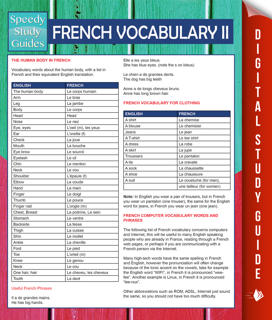 French Vocabulary II (Speedy Language Study Guides) by Speedy ...