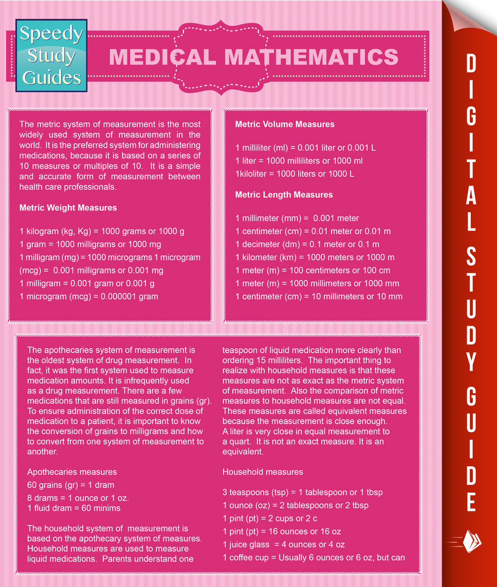 Medical Mathematics (Speedy Study Guides) by Speedy Publishing - Ebook ...